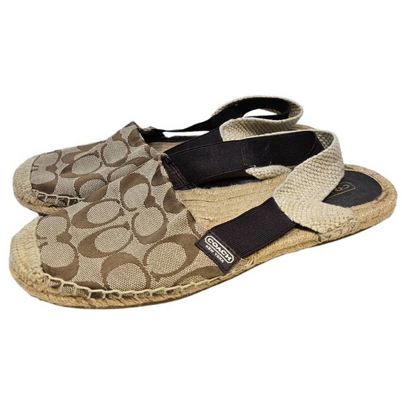 Coach | Shoes | Coach 9 Signature Rayanne Brown Espadrille Brown Flat ...